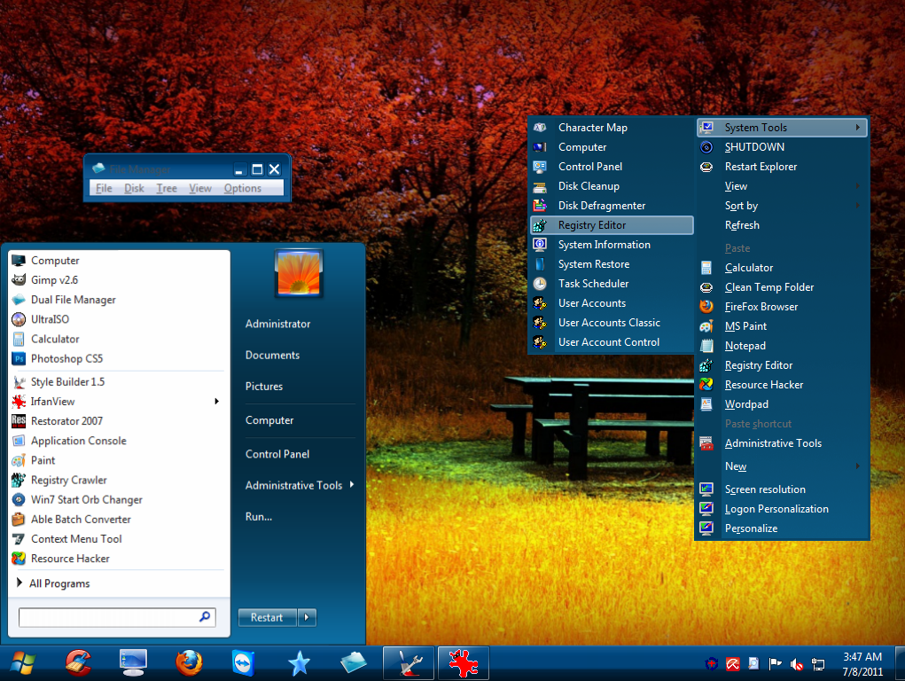 Basic dark blue theme for windows 7