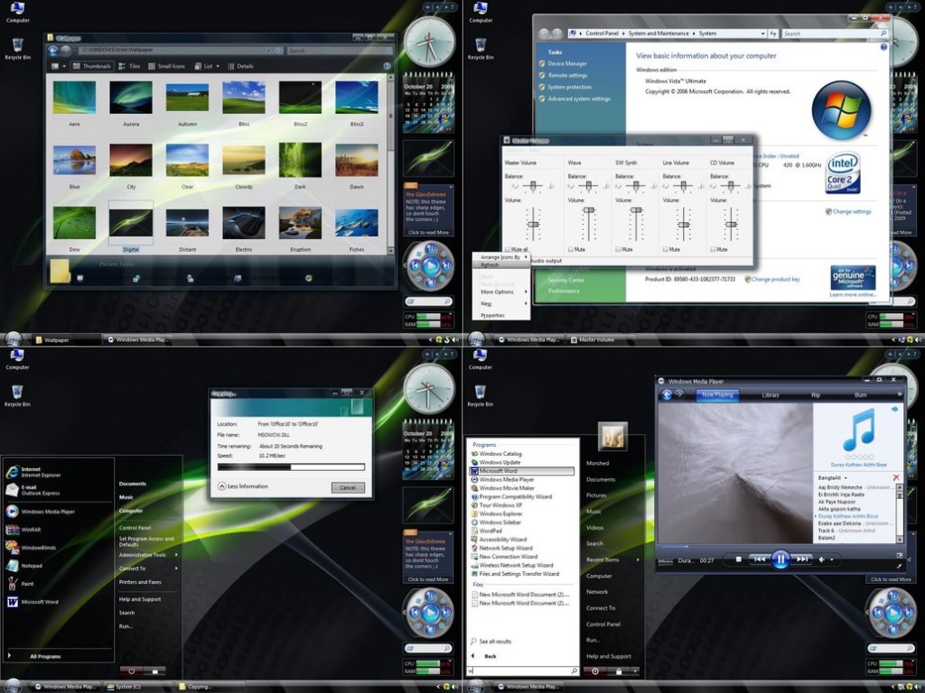 Curved glass theme for windows 7