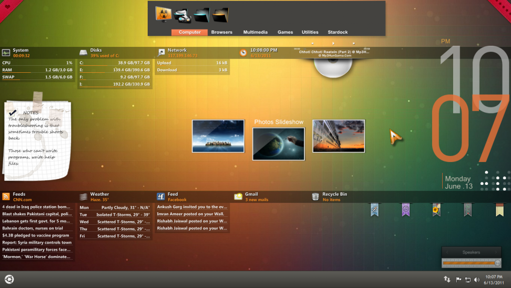 Orange Vs Black Rainmeter Theme for Windows7