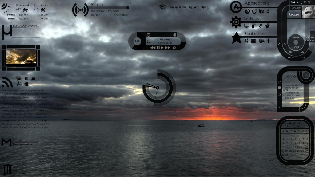 Black Embedded Rainmeter Theme for Windows 7