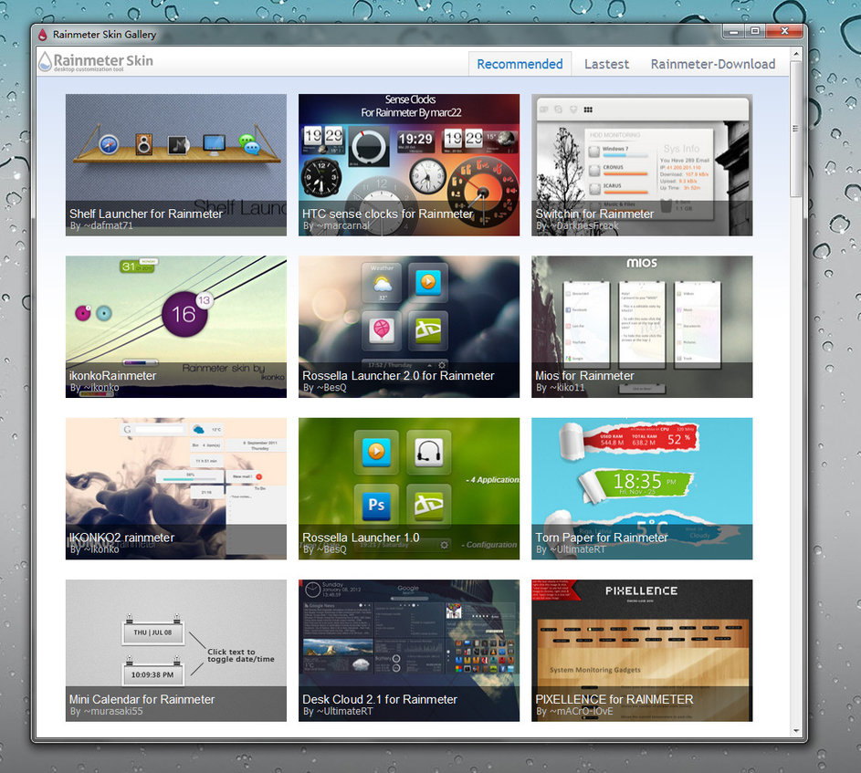 Windows 7 Utilities Rainmeter Skins