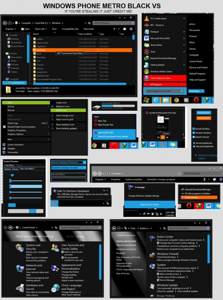 Pink And Black Metro Style Windows 7 Rainmeter Skin
