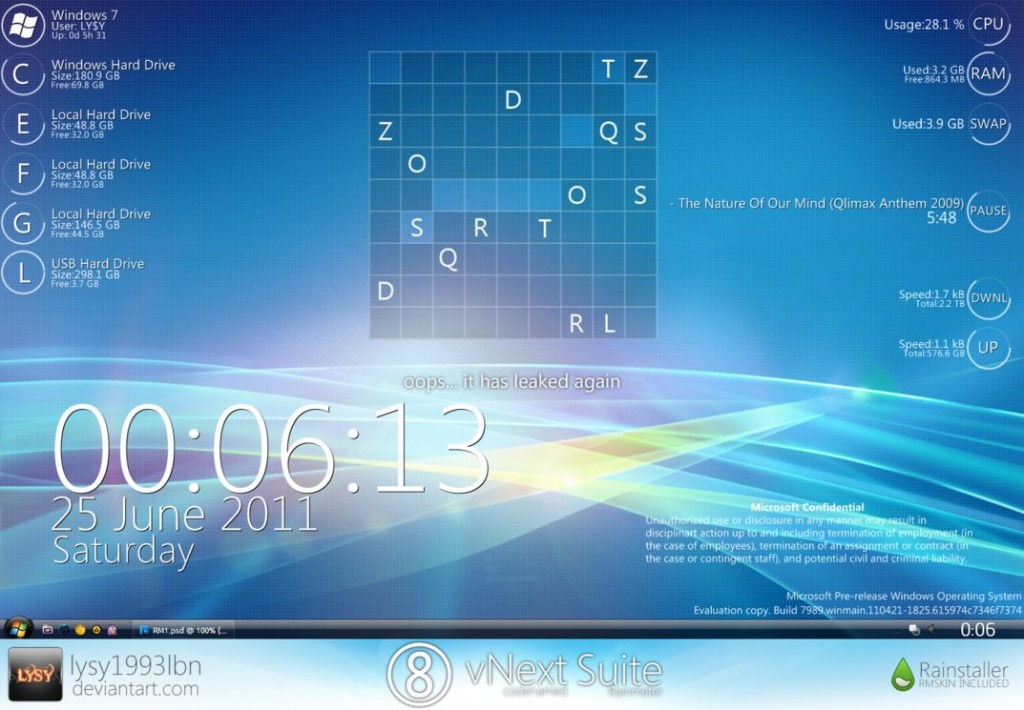 Simpli Blue Rainmeter Skin For Windows 7