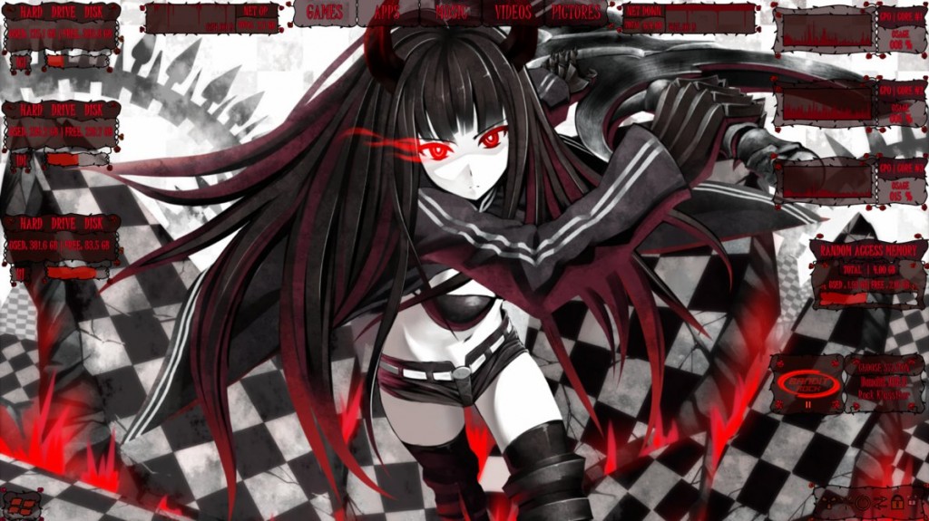 Black Rock Shooter Rainmeter Skin